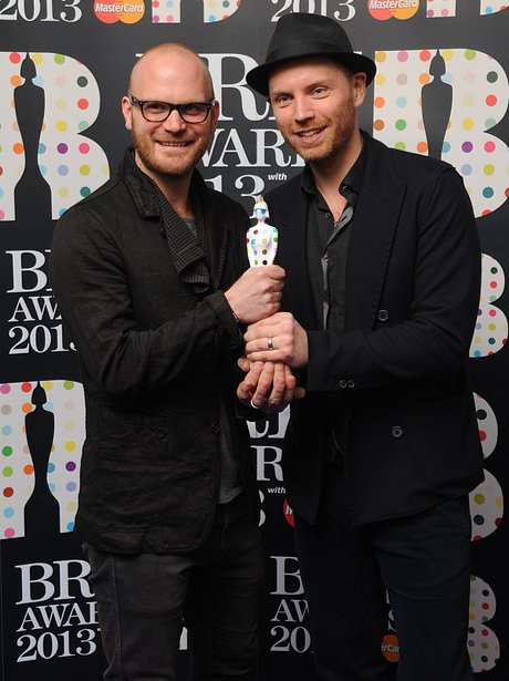 Coldplay show off their BRIT Award. - BRIT Awards 2013: Backstage In ...